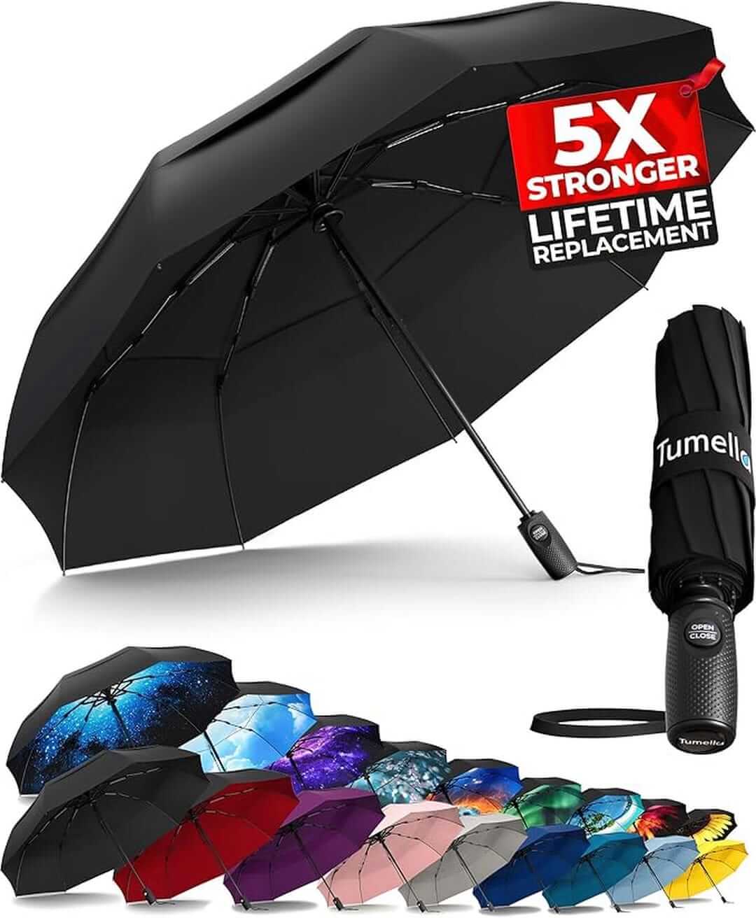 TUMELLA Strongest Windproof Travel Umbrella - The Travel Tinker